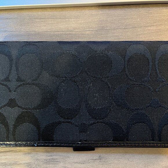 Coach | Accessories | Coach Black Logo Checkbook Cover | Poshmark